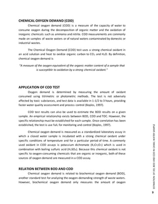 ESTIMATION OF DO, BOD AND COD IN CANAL WATER SAMPLE | DOCX