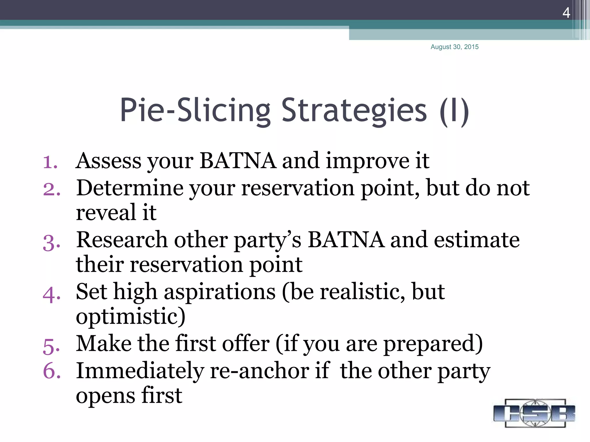 03 distributive negotiation slicing the pie | PPT