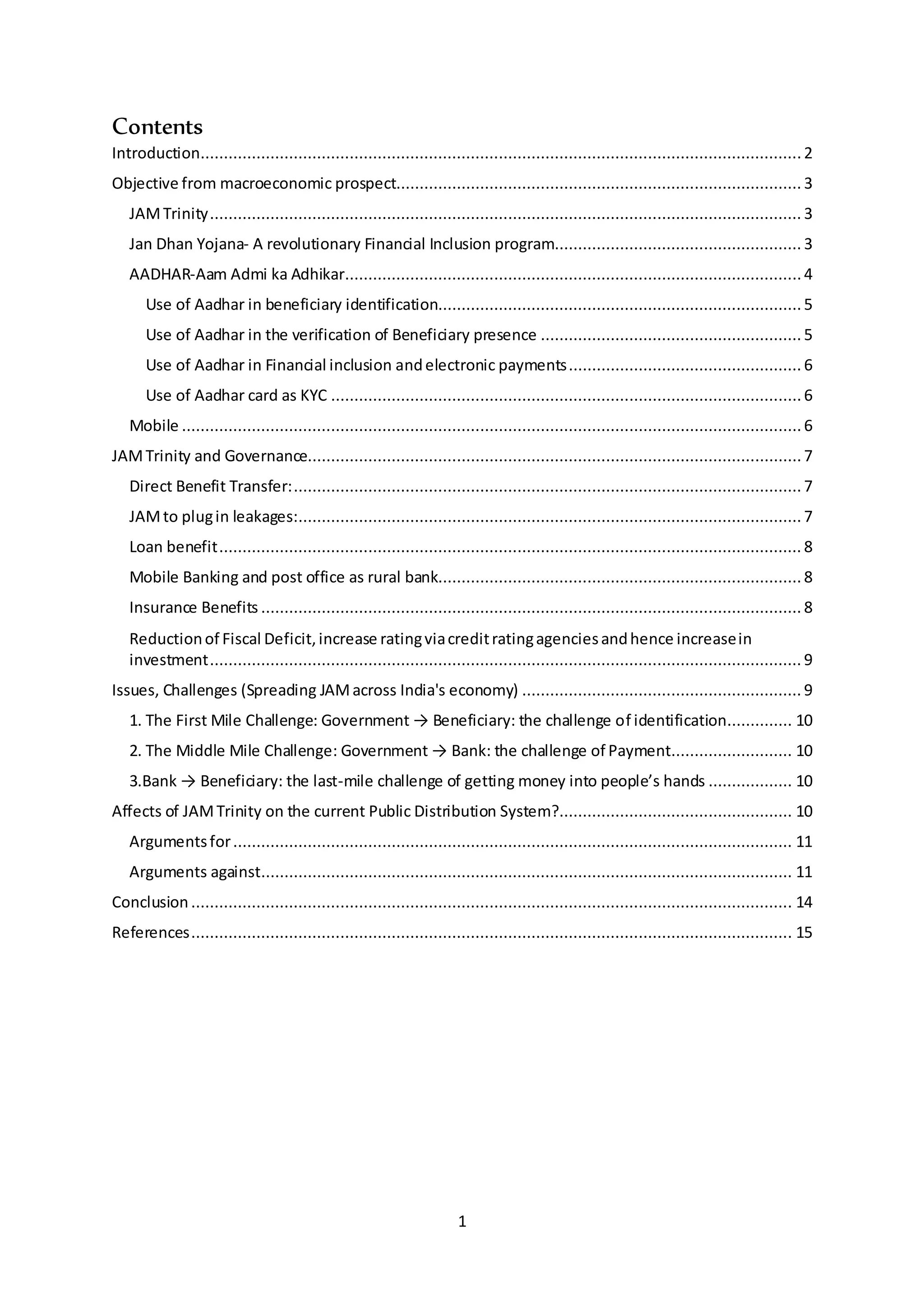 Research report on JAM trinity | DOCX | Government Support and Welfare ...