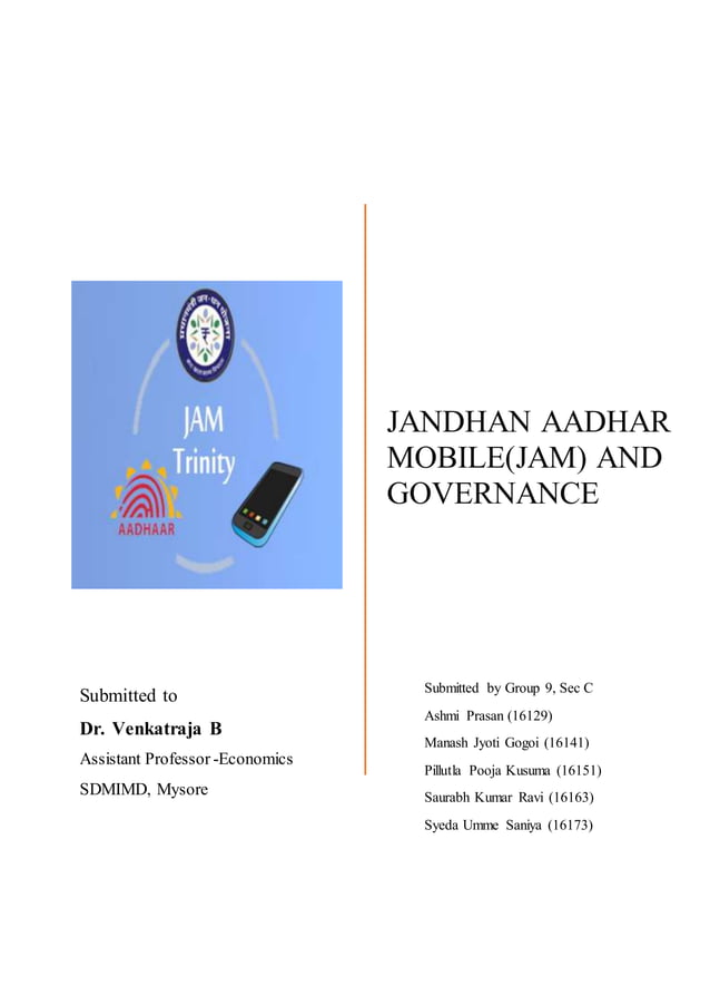 Research report on JAM trinity | DOCX | Government Support and Welfare | Financial Assistance