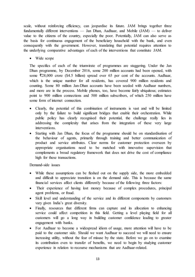 Research report on JAM trinity | DOCX | Government Support and Welfare ...