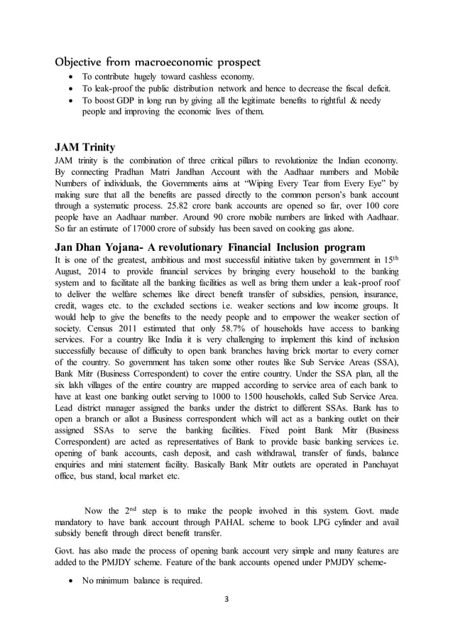 Research report on JAM trinity | DOCX | Government Support and Welfare ...