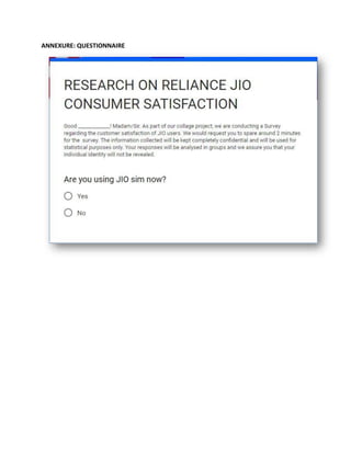MR -Report on JIO Customer Satisfaction | PDF