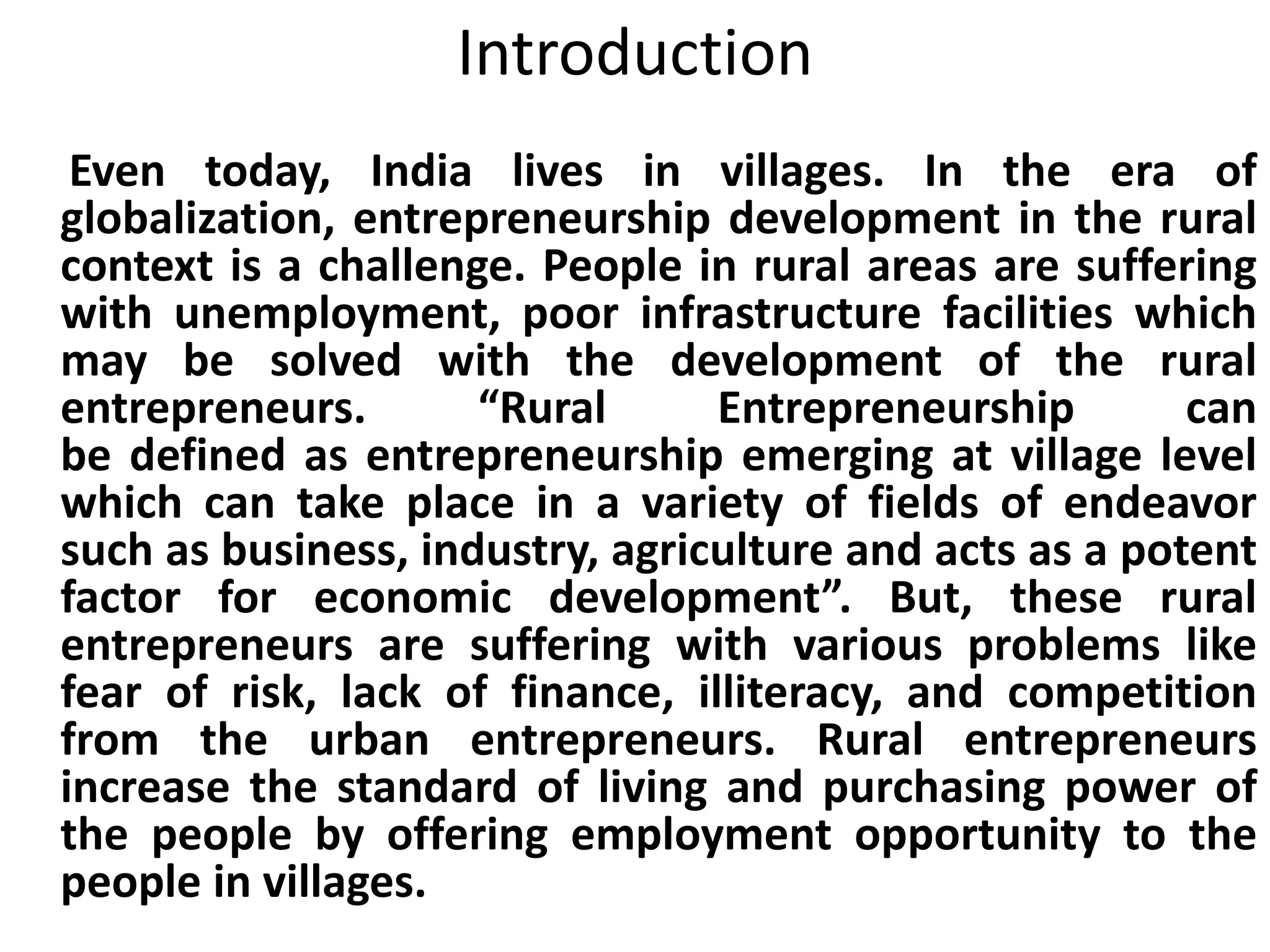 Rural Development in India through Entrepreneurship | PPTX