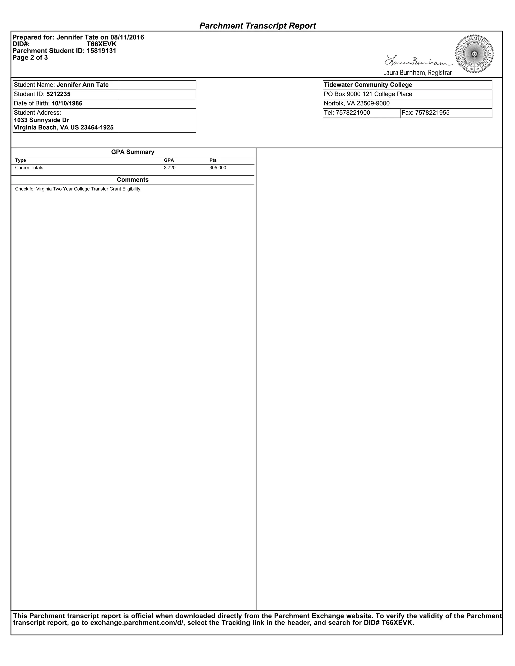 TCC Transcript | PDF