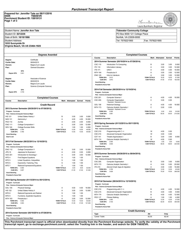TCC Transcript | PDF