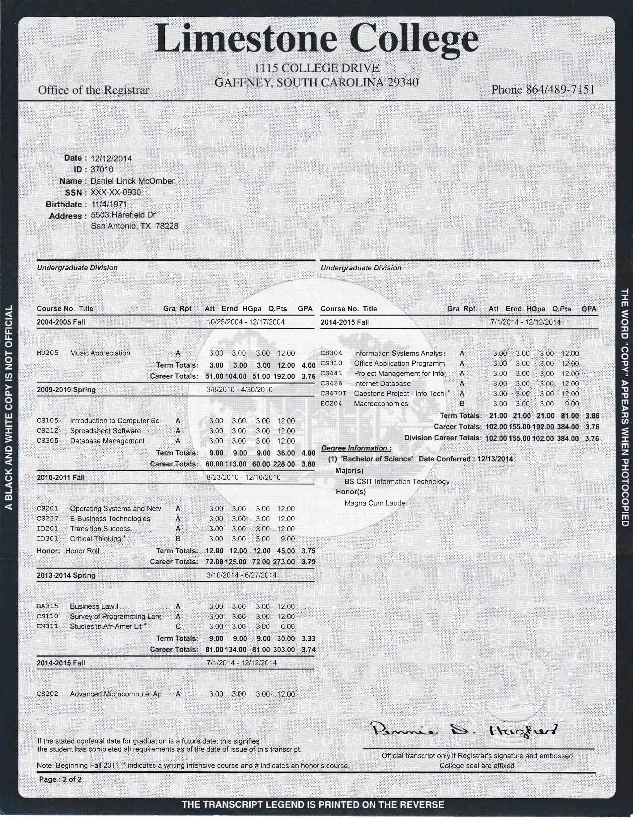 Limestone Transcript | PDF