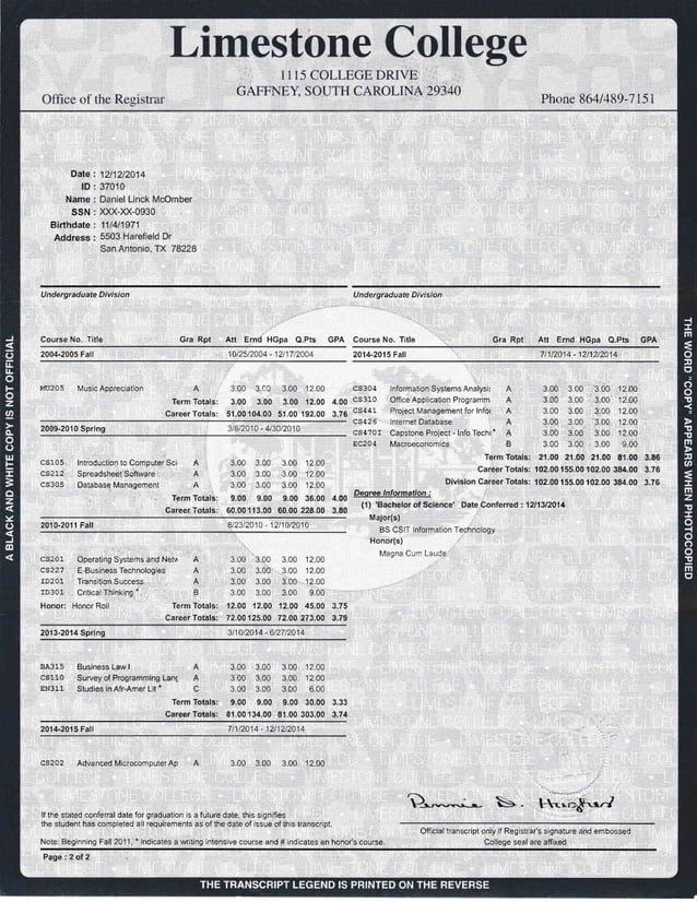 Limestone Transcript | PDF