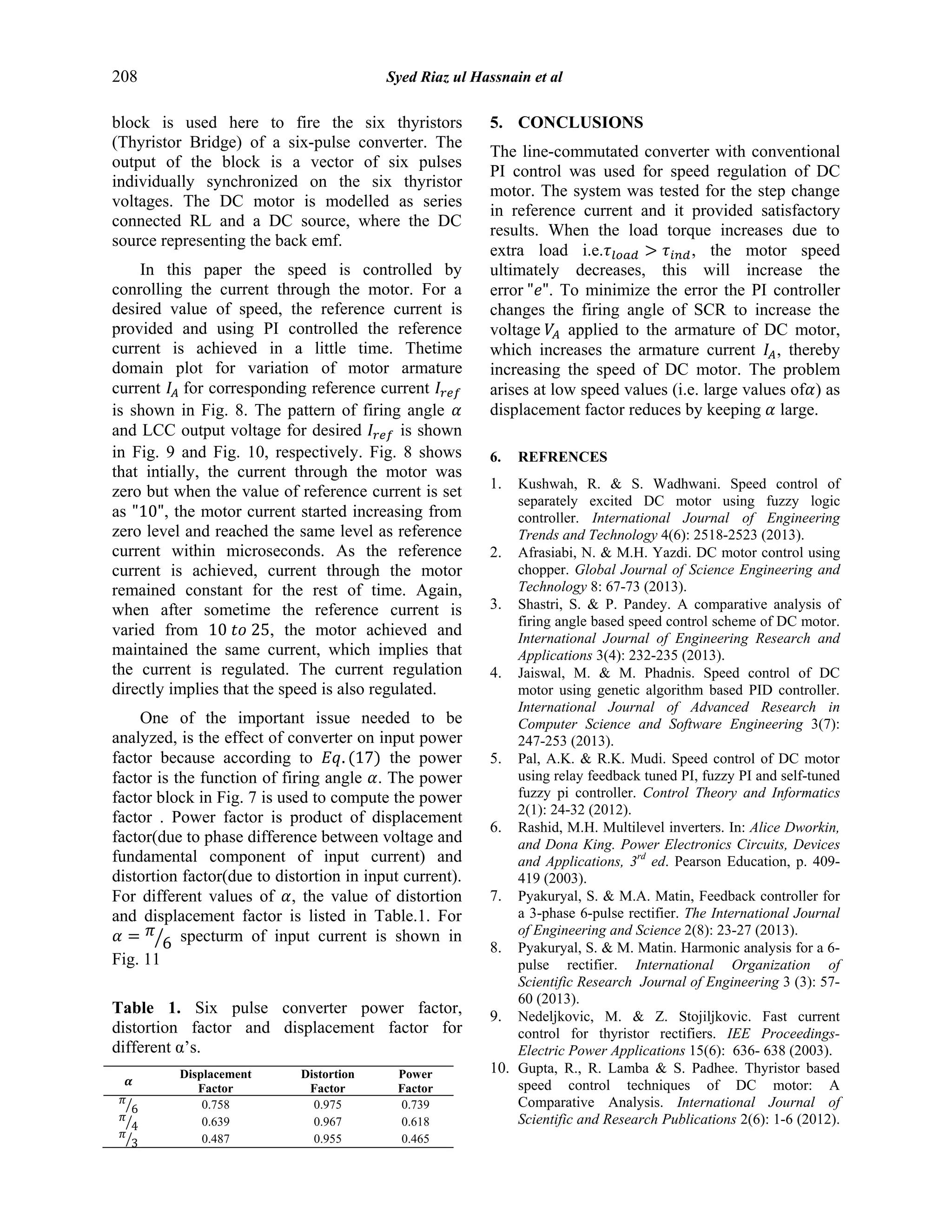 Performance Of Six Pulse Line Commutated Converter In Dc Motor Drive Application Pdf