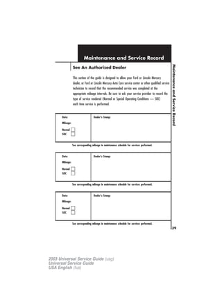 2003 Ford Explorer maintenance guide | PDF