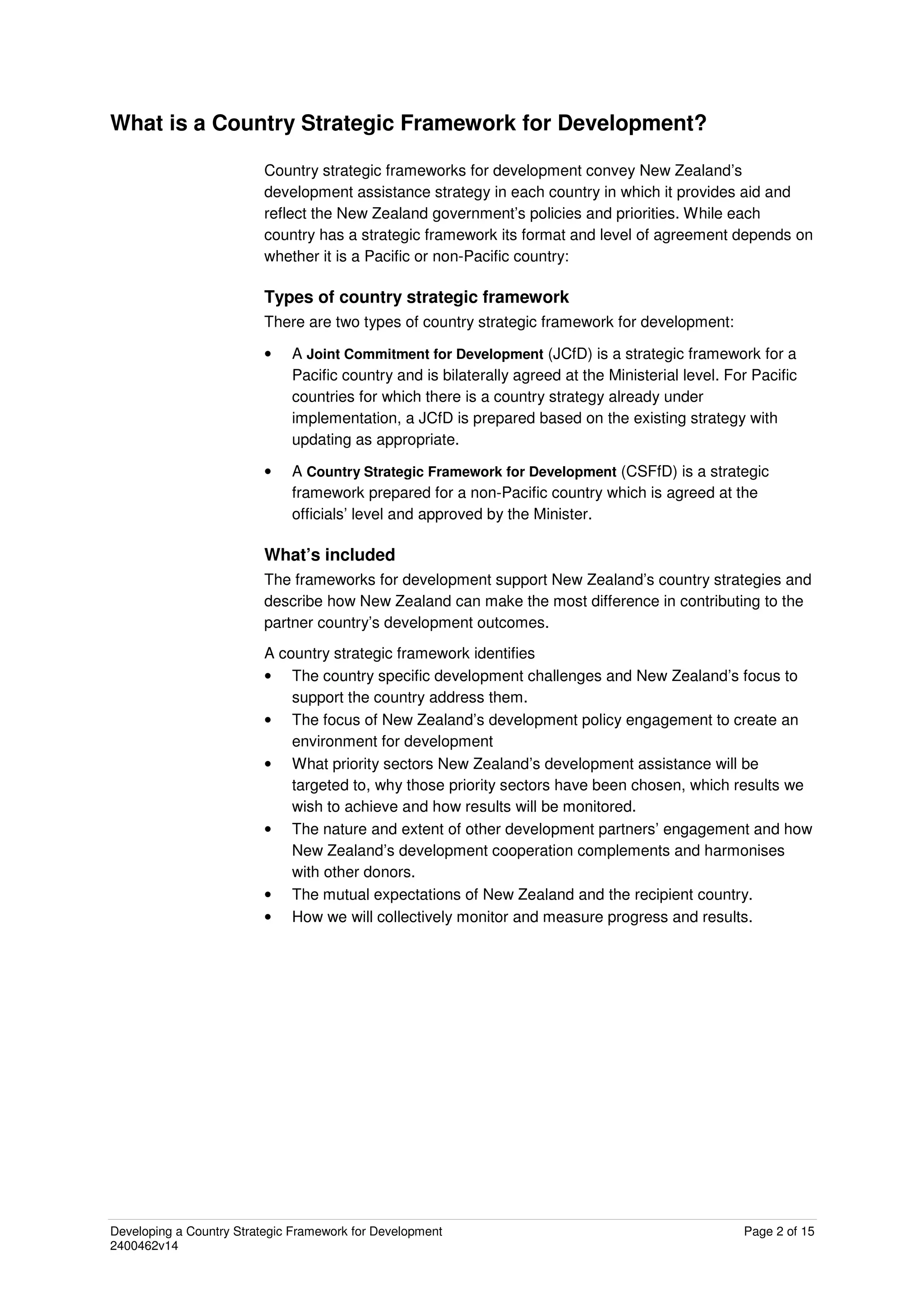 Developing a Country Strategic Framework for Development Guideline | PDF