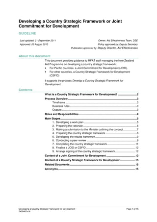 Developing a Country Strategic Framework for Development Guideline | PDF