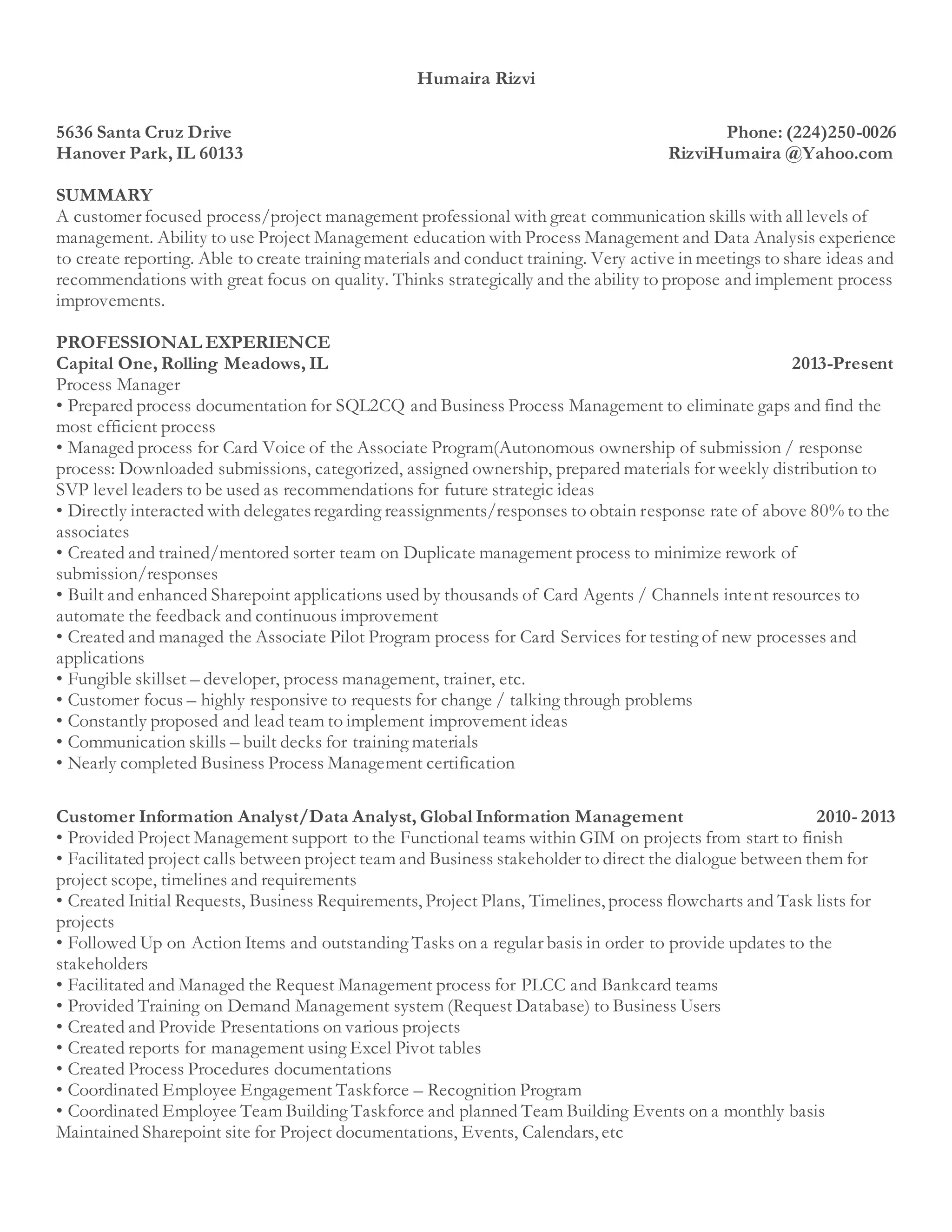 Humaira Rizvi Resume | DOCX