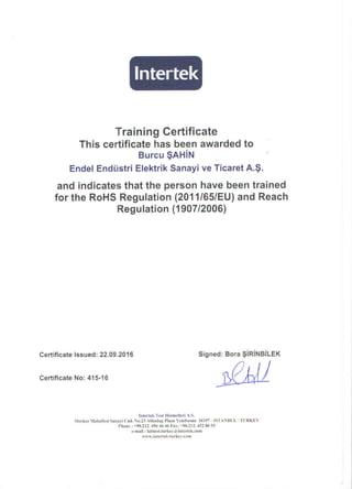 INTERTEK_Reach &RoHS Training | PDF