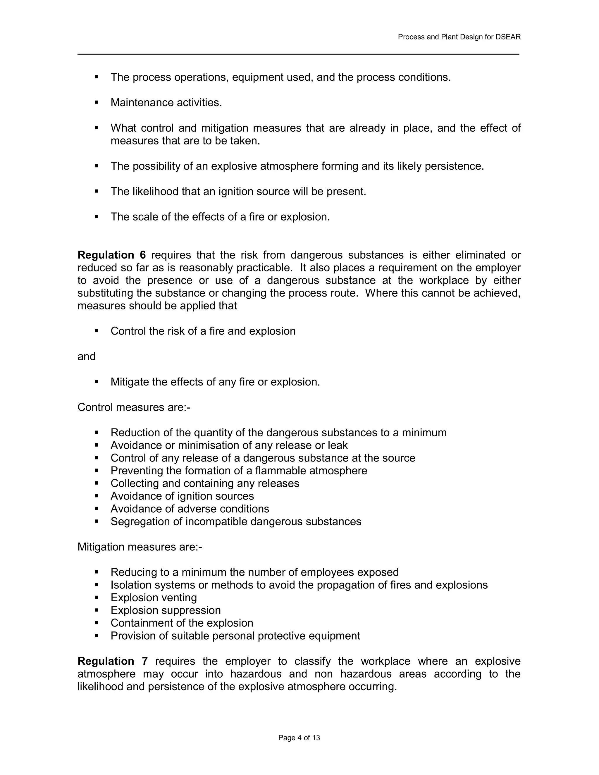 Process and Plant Design for DSEAR | PDF