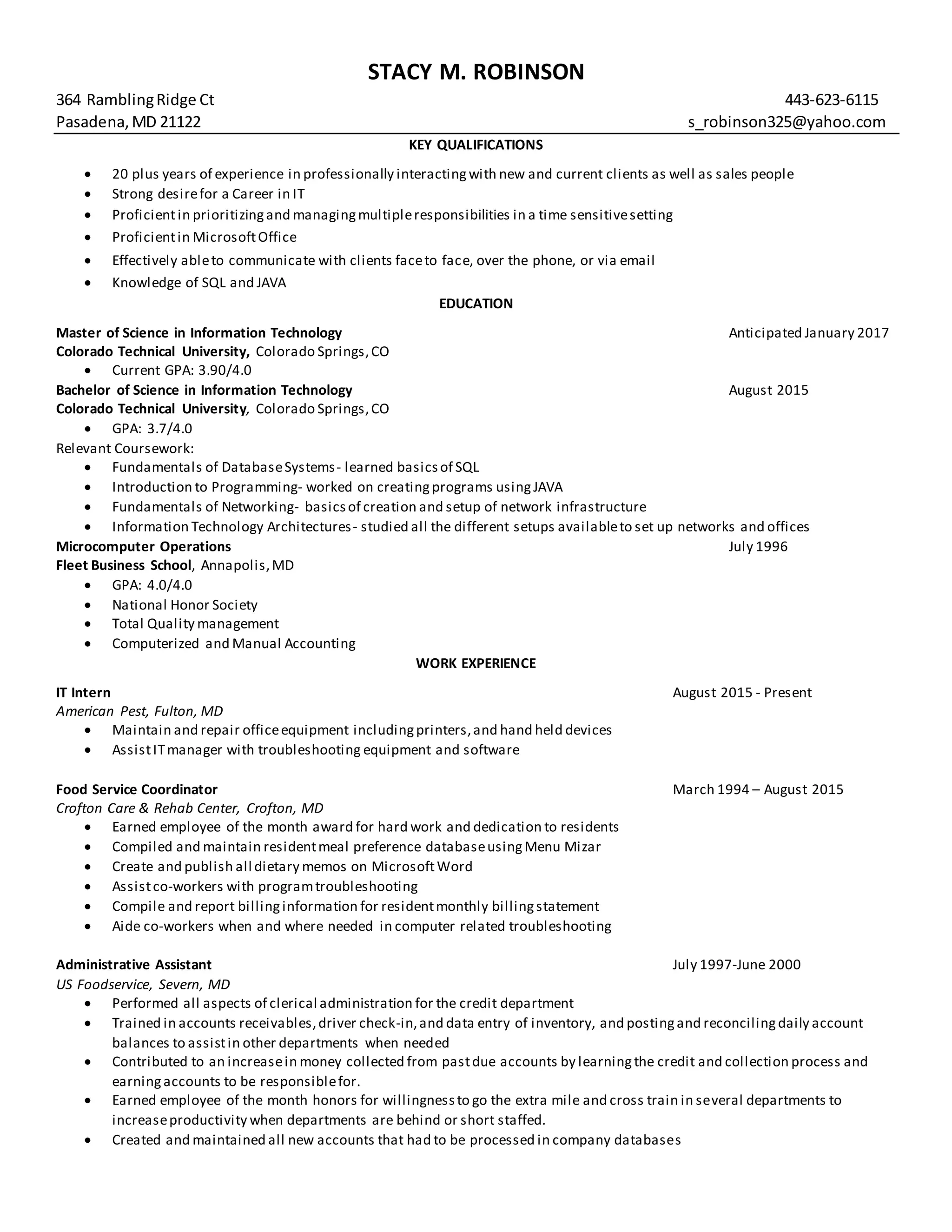 Stacy Robinson Resume 8-5-15 | DOCX