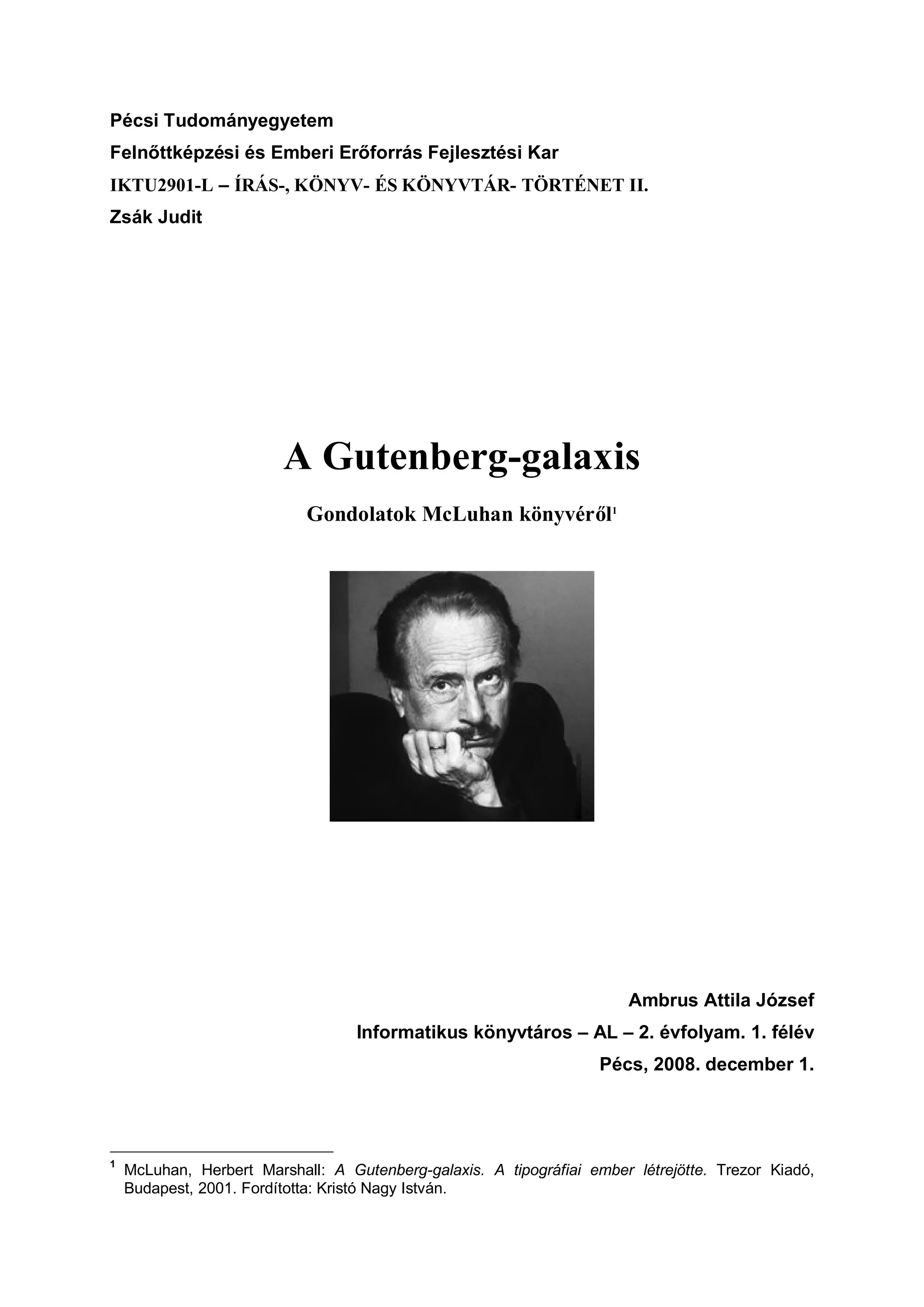 Ambrus Attila József: A Gutenberg-galaxis | PDF