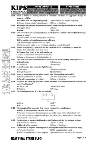 MCAT Full length paper 3 final | DOC | Physics | Science