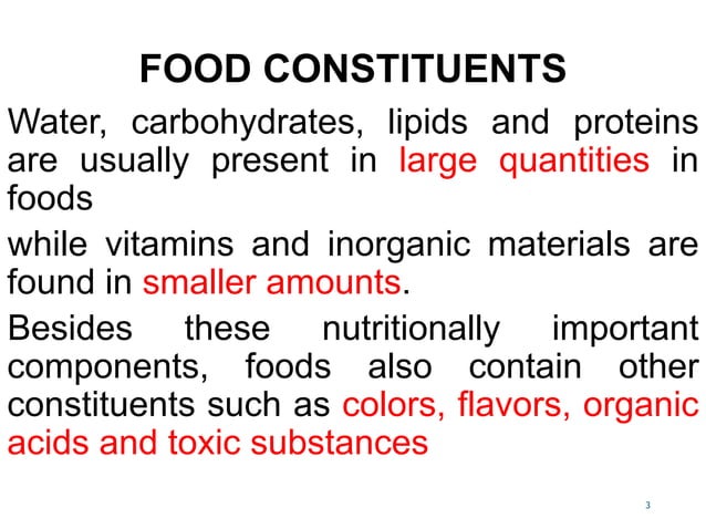 Food constituents and their functions | PPT | Chemistry | Science