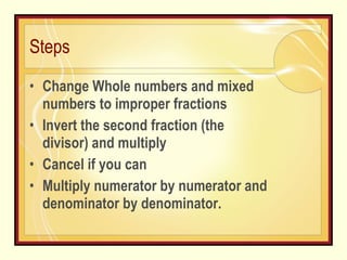Dividing fractions and Mixed numbers! | PPT