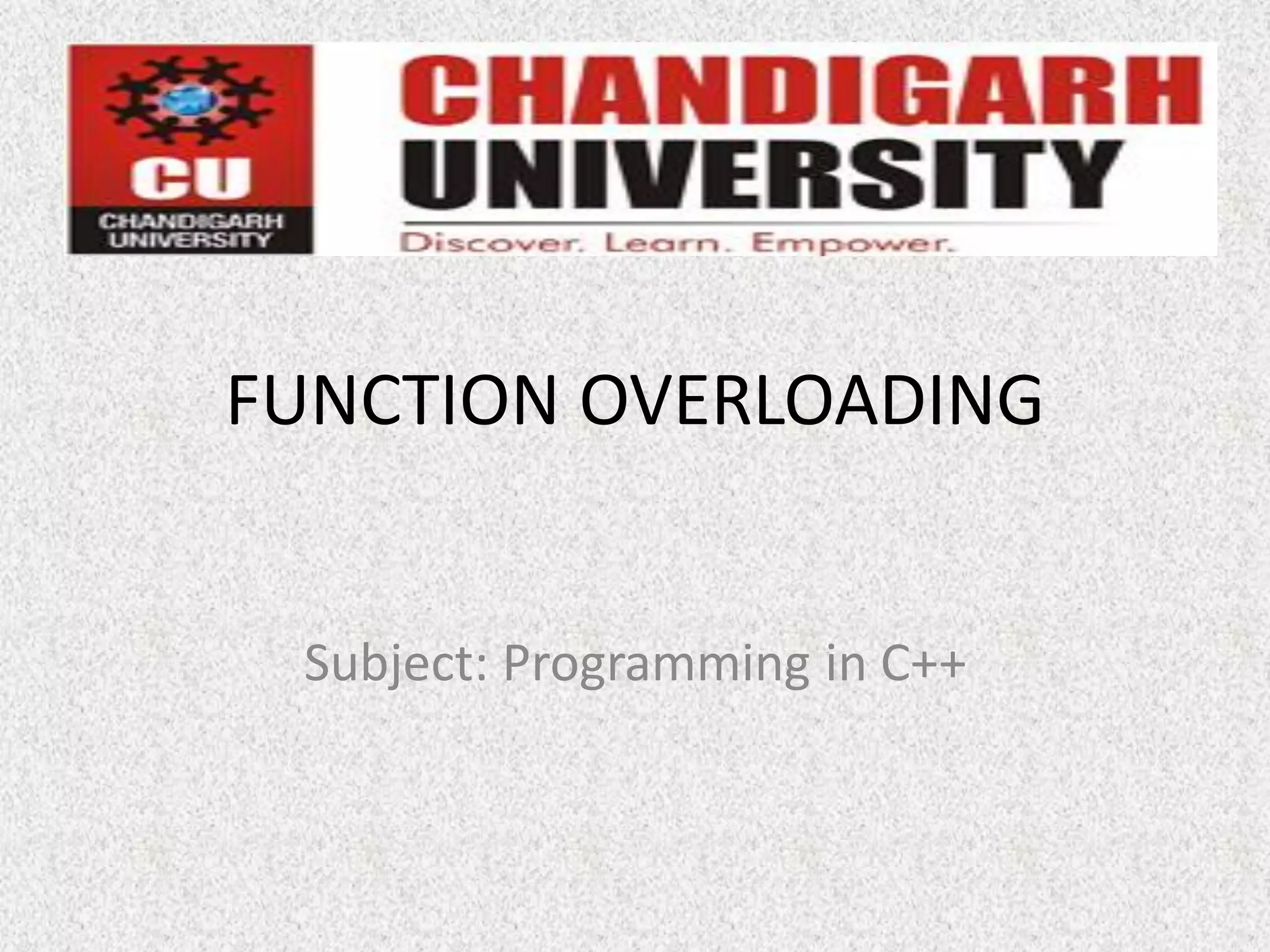 03 function overloading | PDF | Programming Languages | Computing