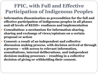 Ensuring Free, Prior and Informed Consent (FPIC) in REDD+ | PPT