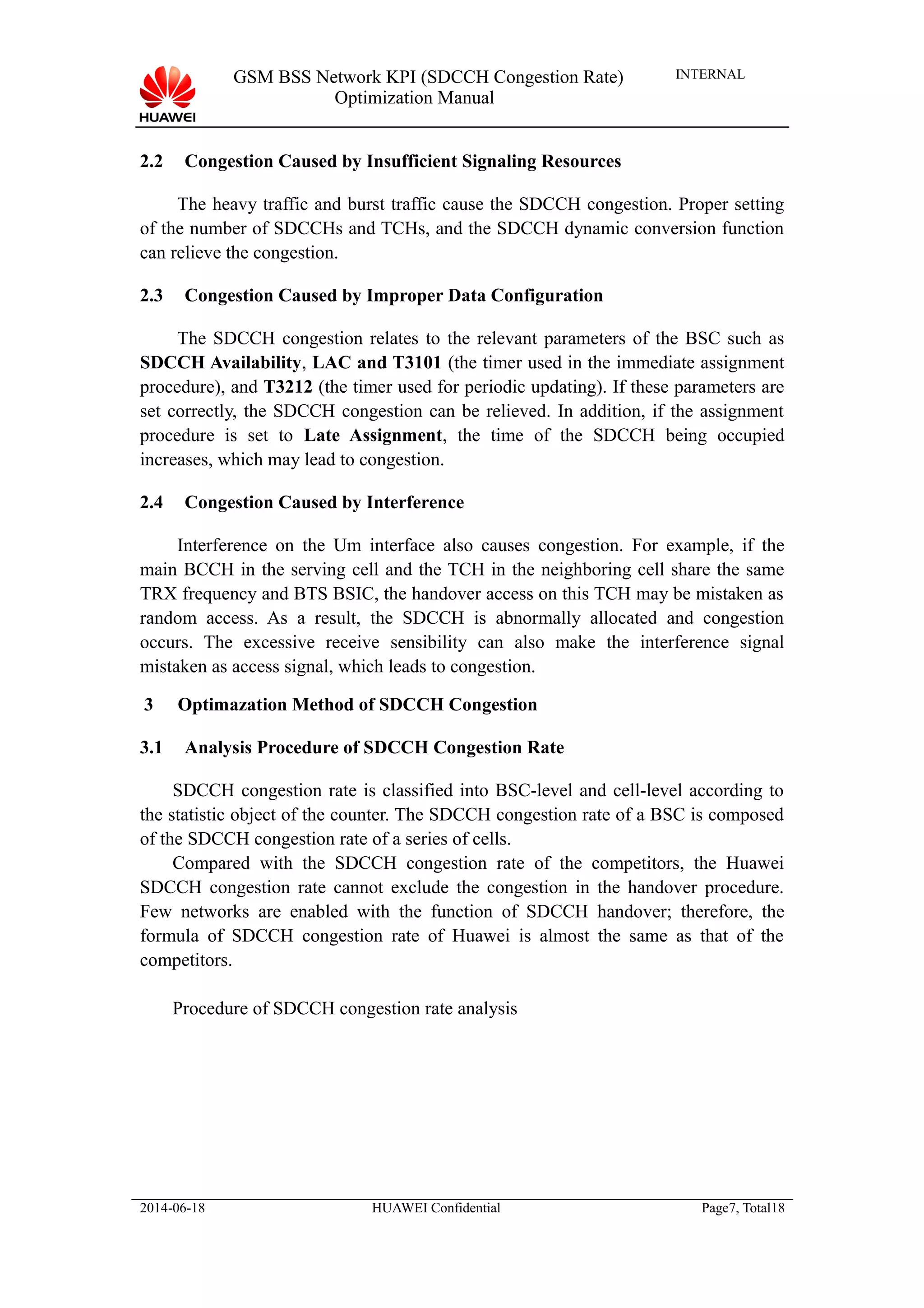 03 gsm bss network kpi (sdcch congestion rate) optimization manual | DOC