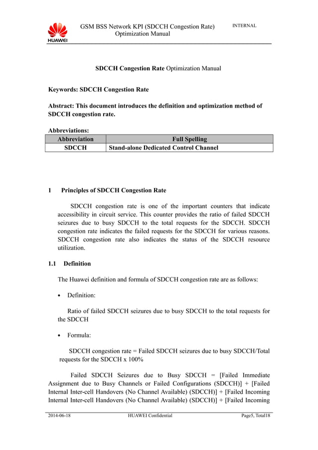 03 gsm bss network kpi (sdcch congestion rate) optimization manual | PDF