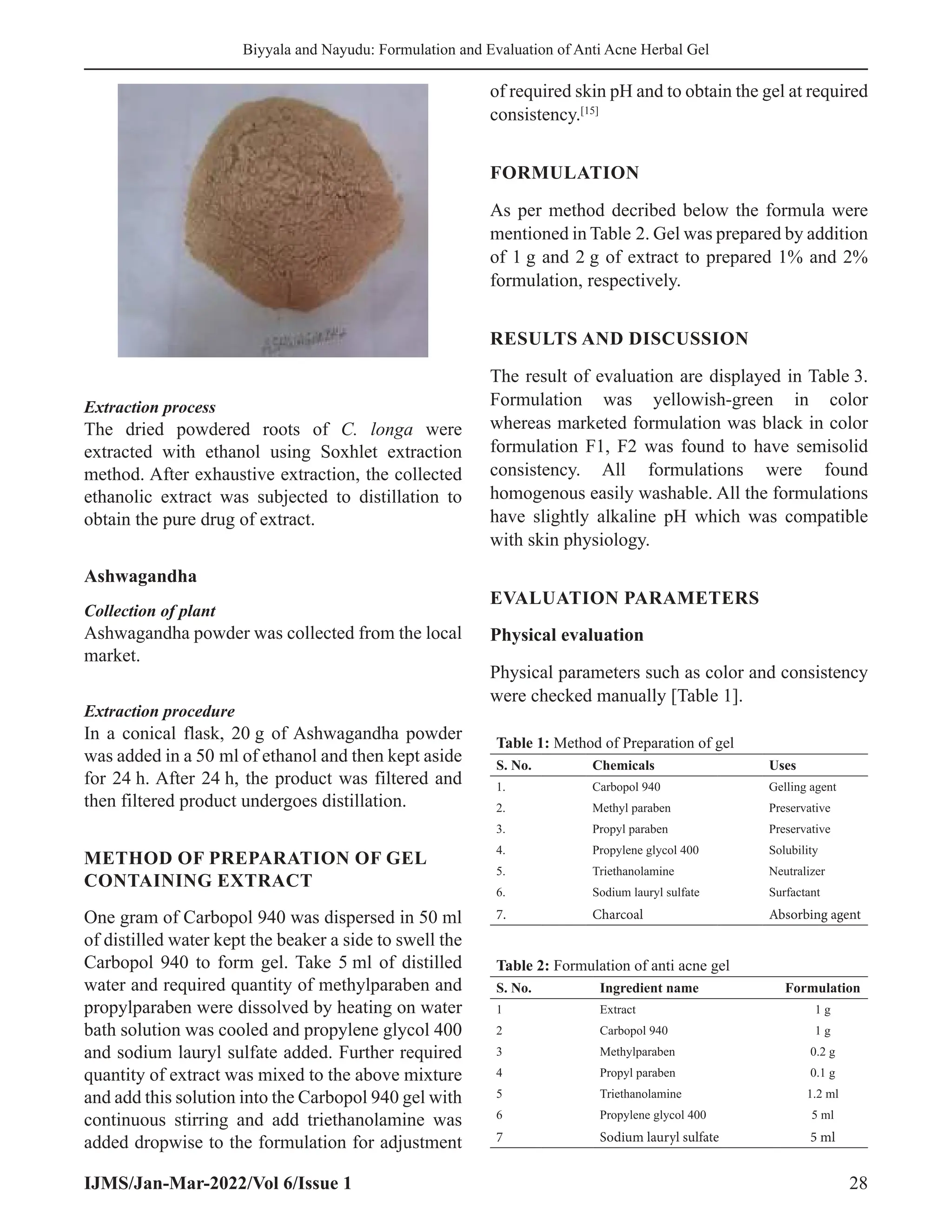 Formulation and evaluation of anti-acne herbal gel | PDF