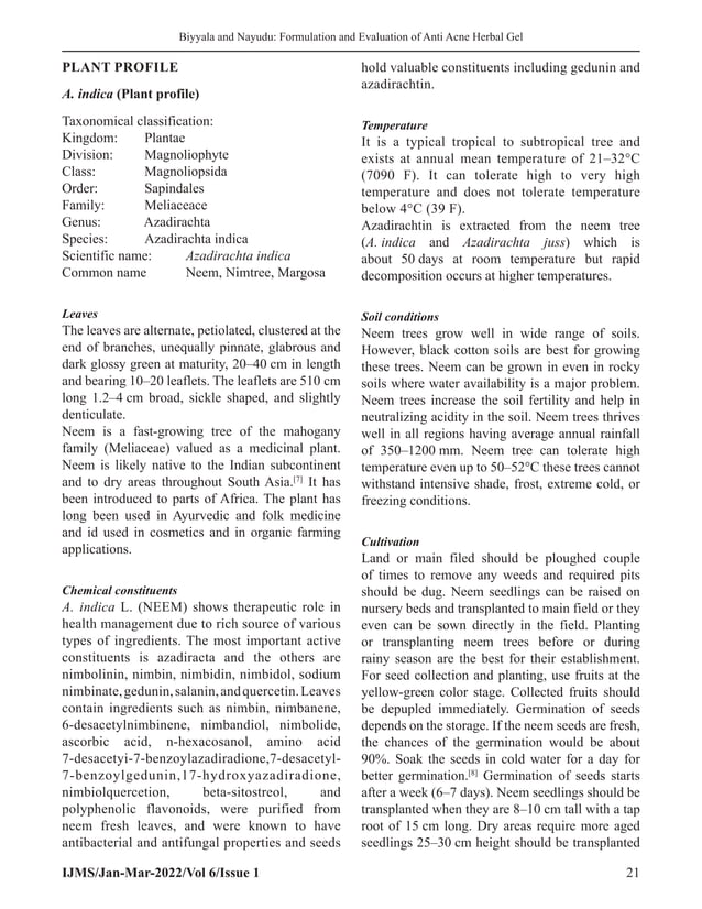 Formulation and evaluation of anti-acne herbal gel | PDF | Herbs and ...
