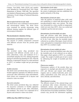 Physiochemical Screening of Carica papaya Leaves with Specific Reference to Their ...
