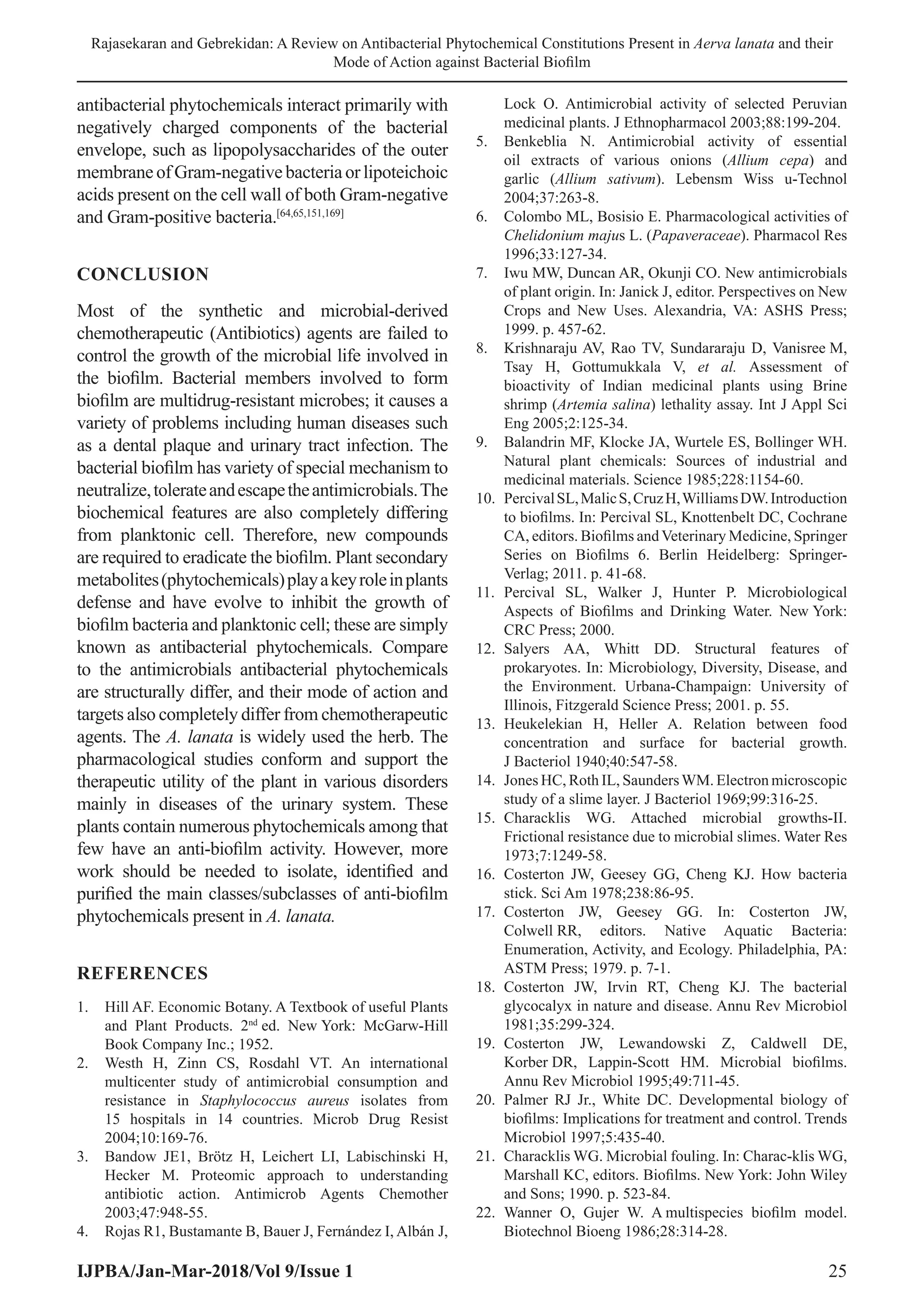 A Review on Antibacterial Phytochemical Constitutions Present in Aerva ...