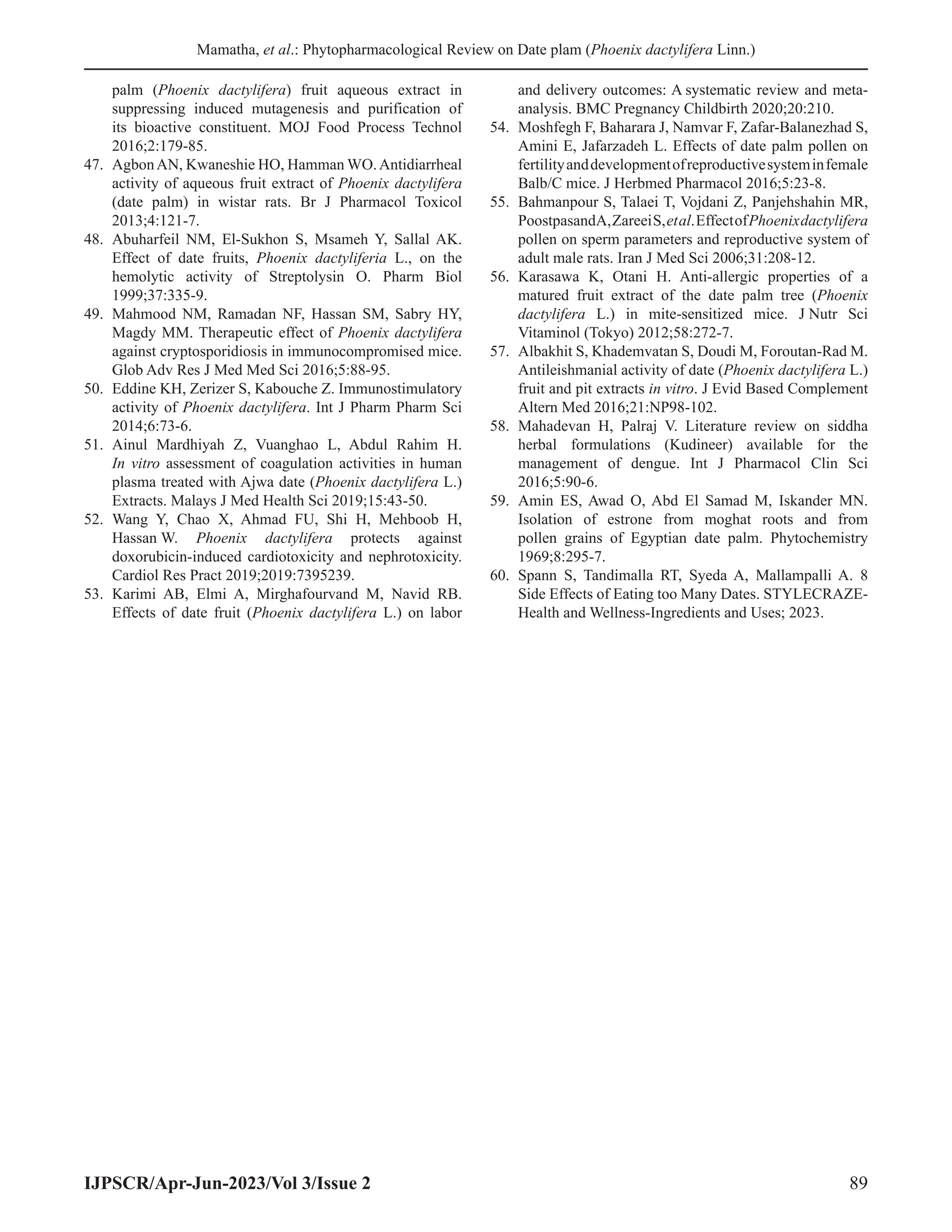 Phytopharmacological Review on Date Palm (Phoenix dactylifera Linn) | PDF