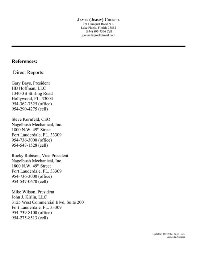 J Council References | DOC | Office Property | Real Estate