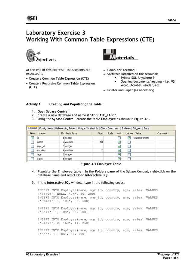 03 Laboratory Exercise 1 Pdf Databases Computer Software And