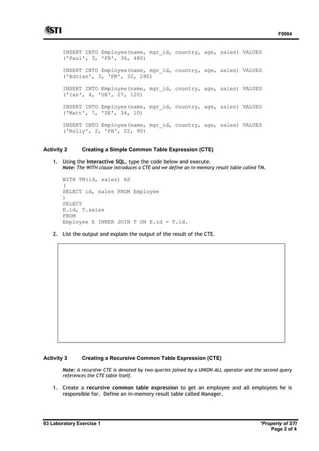 03 Laboratory Exercise 1 Pdf Databases Computer Software And