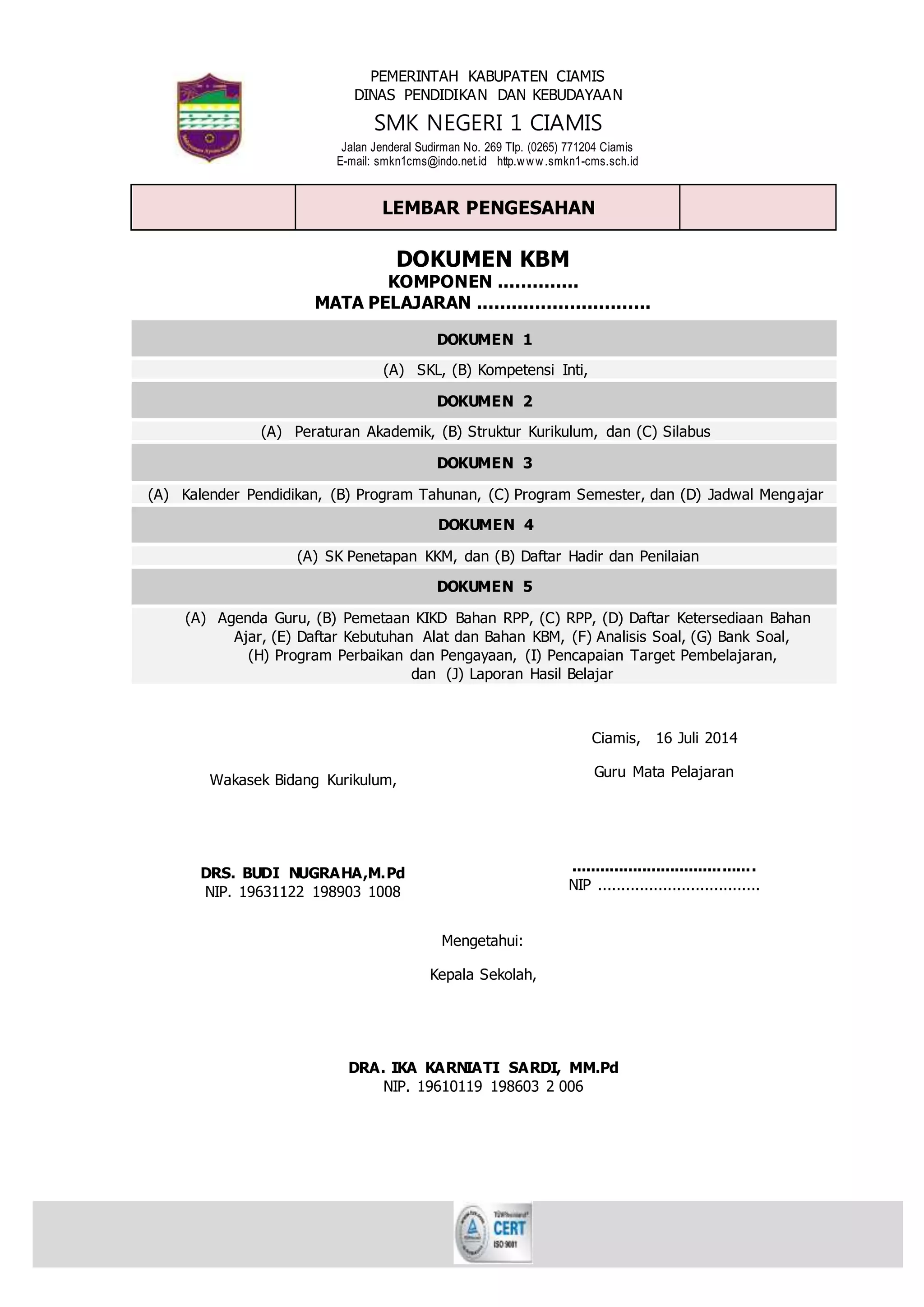 03 lembar pengesahan dokumen kbm | DOC