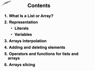 Lists and arrays | PDF