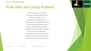 UNED American Literature I: 03 Anne Bradstreet | PPT