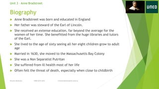 UNED American Literature I: 03 Anne Bradstreet | PPT