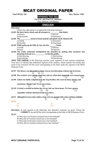 mcat (original paper 2012) | DOC | Physics | Science