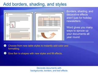 03 microsoft office word 2007 (backgrounds, borders and shading) | PPTX