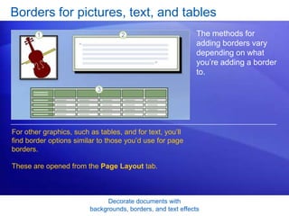 03 microsoft office word 2007 (backgrounds, borders and shading) | PPTX