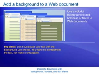 03 microsoft office word 2007 (backgrounds, borders and shading) | PPTX