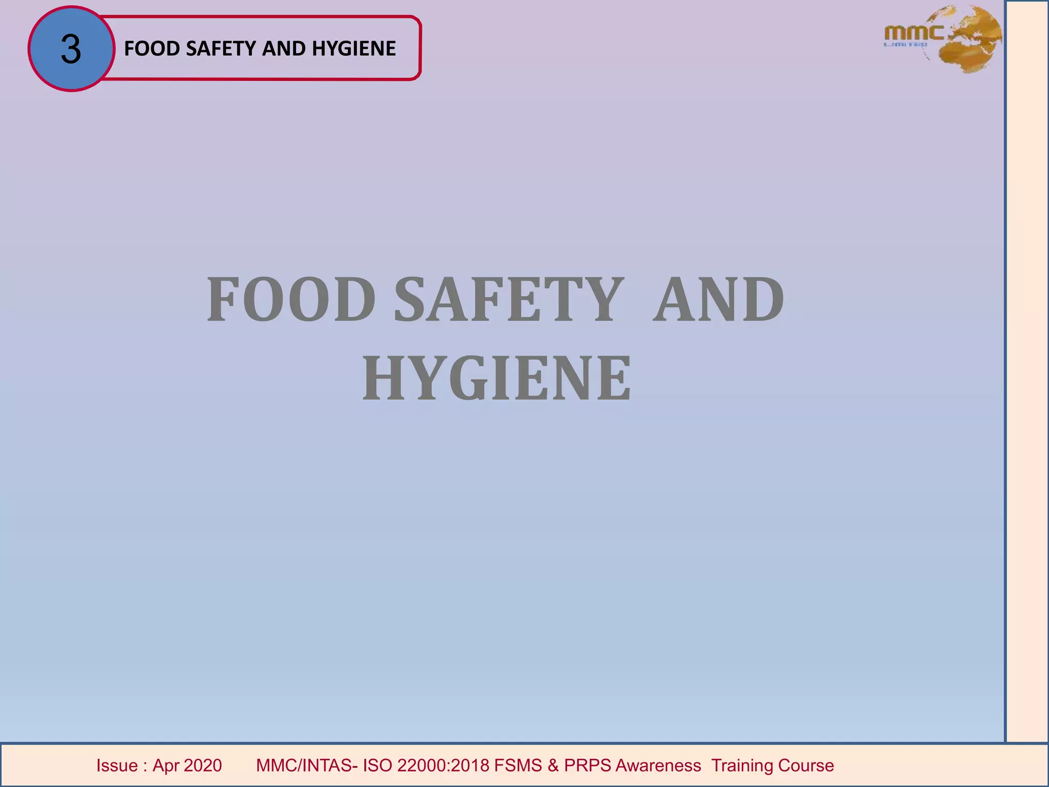 FOOD SAFETY AND HYEGIENE AWARENESS TRAINING | PPT