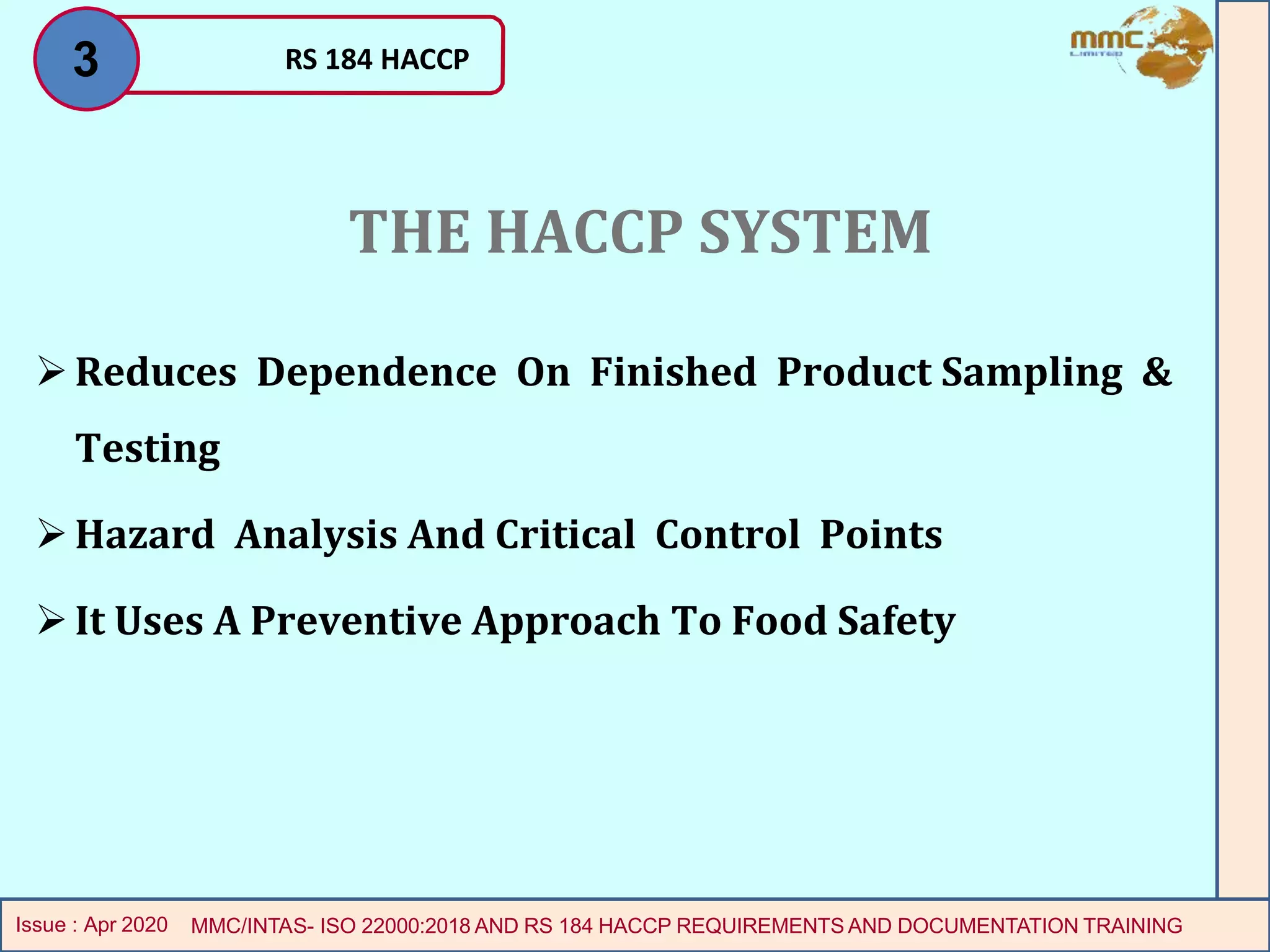 RS184 HACCP Clauses Requirements and Documentation Training ISO 22000 | PPT