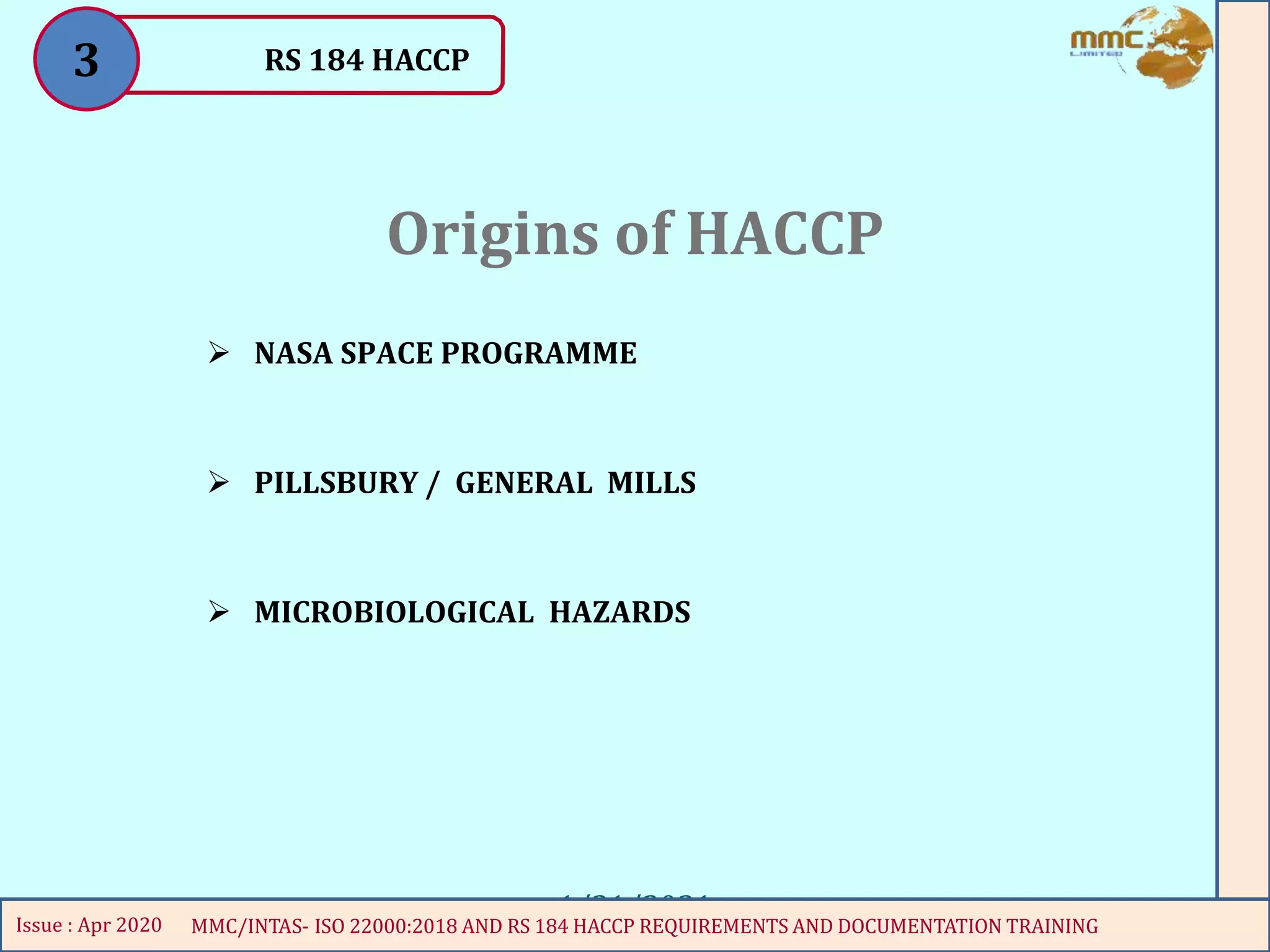 RS184 HACCP Clauses Requirements and Documentation Training ISO 22000 | PPT