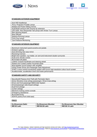 Ford Mustang Specs for India | PDF