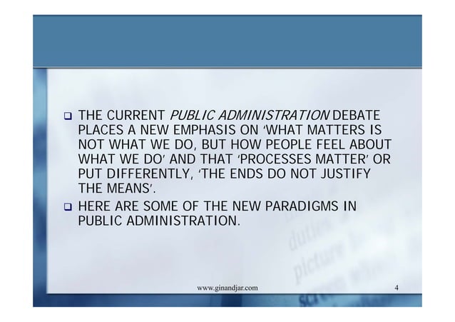 NEW PARADIGMS OF PUBLIC ADMINISTRATION | PPT