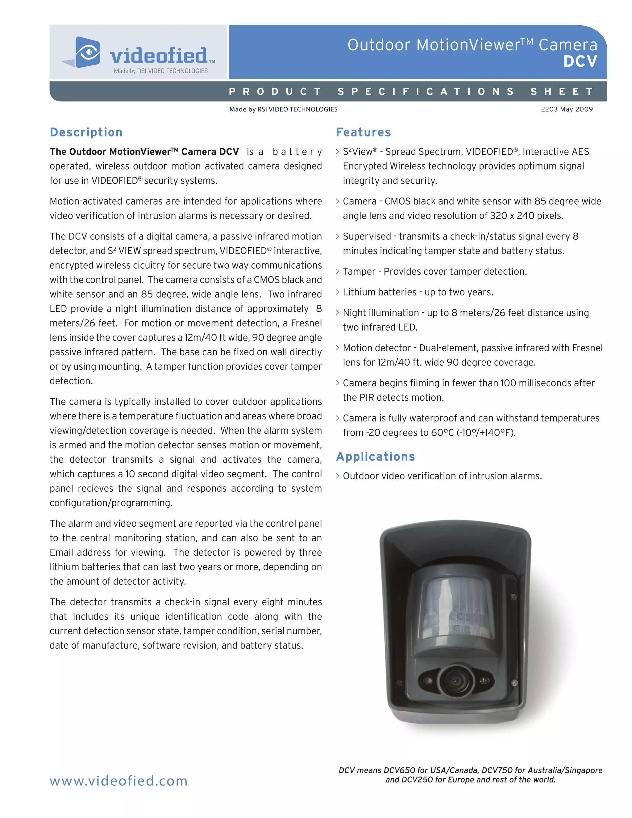03 outdoor pcam specification sheet | PDF